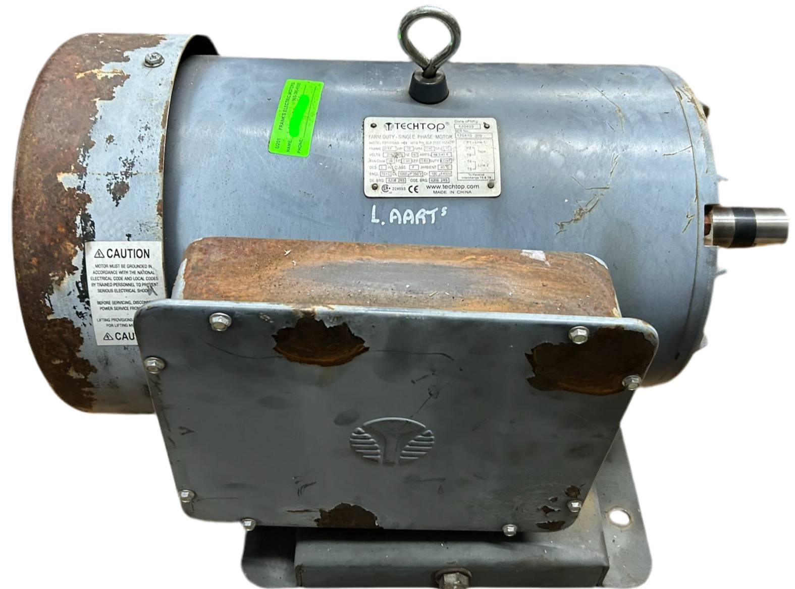U201 - 10 HP 1740RPM 208-230V TechTop TEFC – Franks Electric Motors and ...